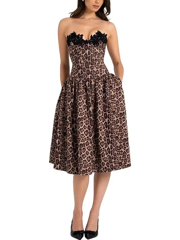 MISS CIRCLE Uchenna Strapless Midi Dress - Brown