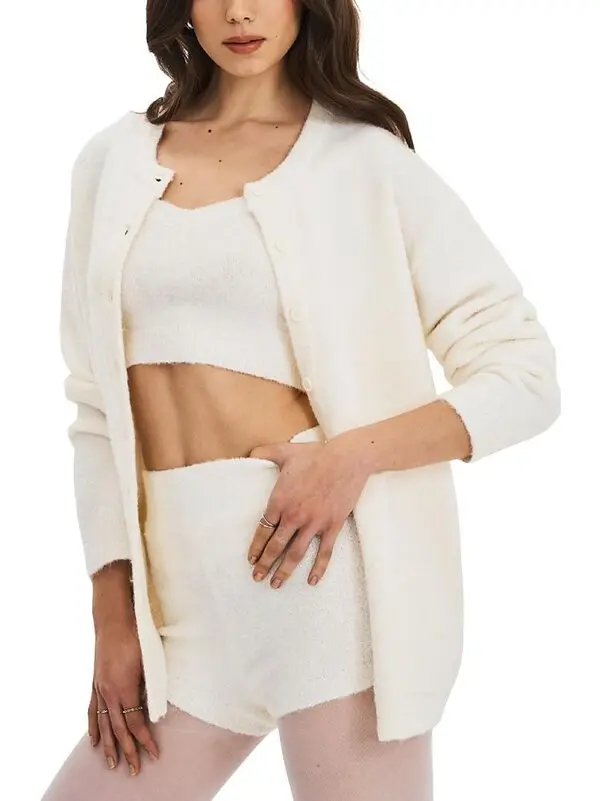 MISS CIRCLE Orla Wool-blend Ribbed Knit Cardigan - White