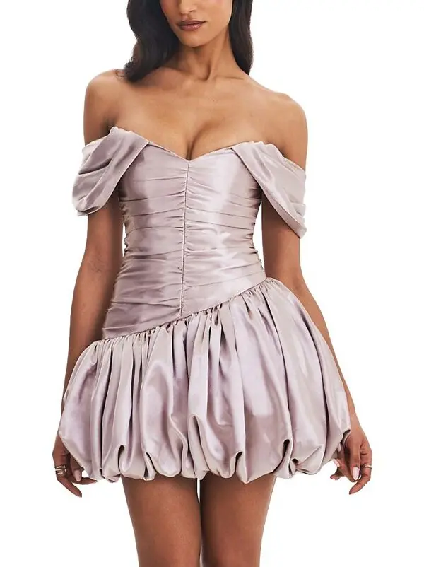 MISS CIRCLE Milena Ruched Mini Dress - Champagne