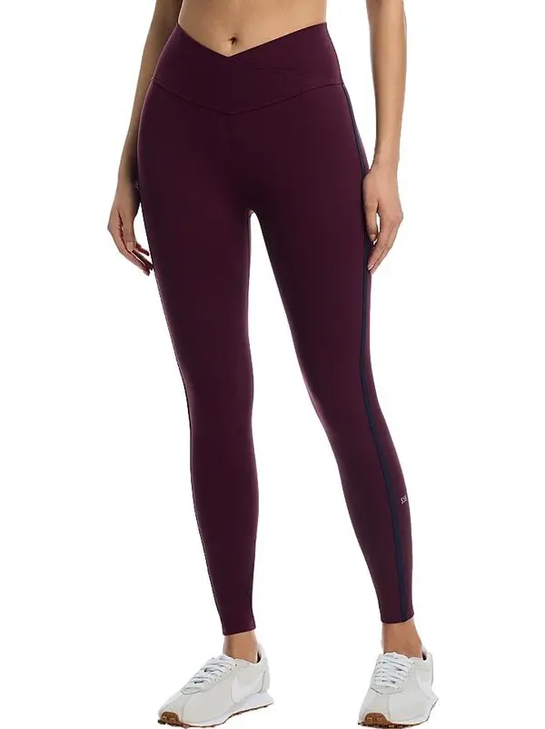 Splits59 Mia Rigor Striped Leggings - Dark Cherry/indigo