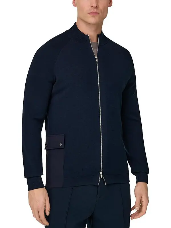 Boggi Milano Full-zip Raglan Jumper - Navy Blue