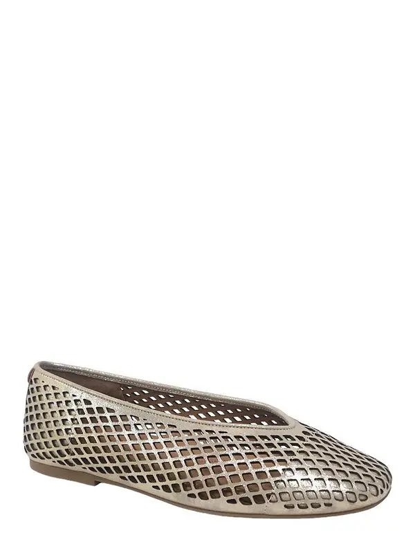 KENNETH COLE Willow Perforated Leather Ballet Flats - Gravel Leather