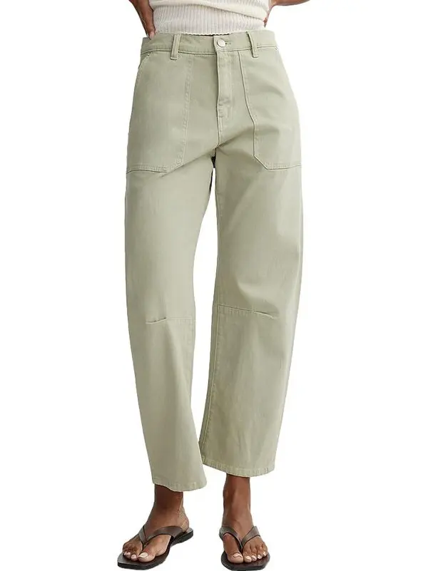 Rains Bilie High-rise Barrel Jeans - Dried Sage
