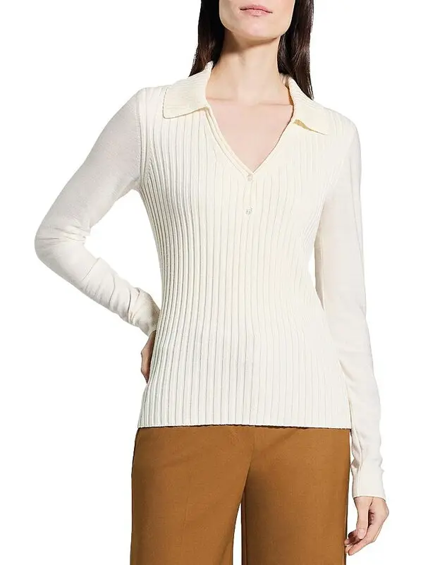 Theory Merino Wool Ribbed Sweater - New Ivory