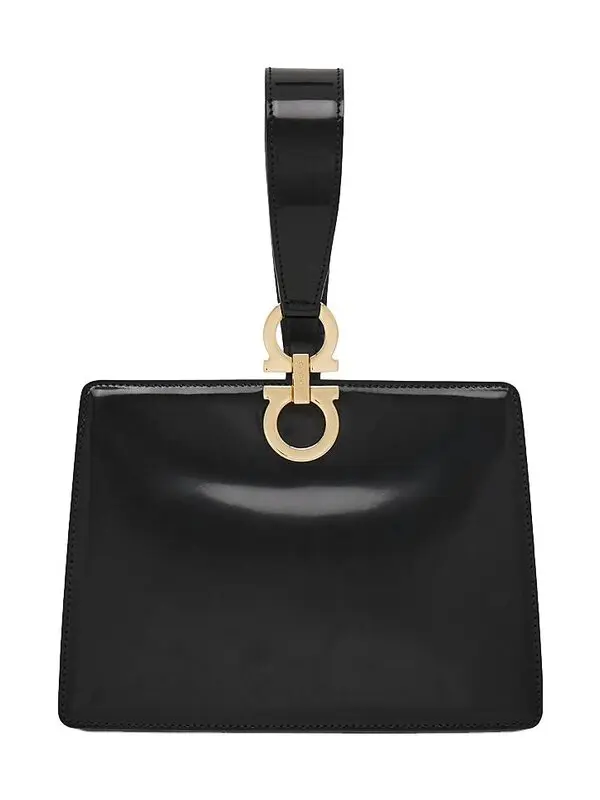 FERRAGAMO Mini Leather Handheld Clutch - Nero