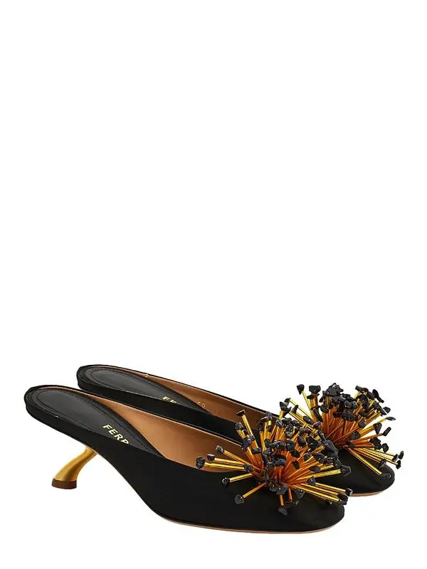 FERRAGAMO Sculptural Heel Mules - Nero