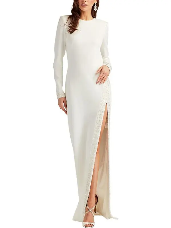 Tadashi Shoji Geyer Embellished Open Back Gown - Ivory