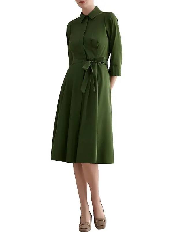 HOBBS LONDON Brigitta Button Front Midi Dress - Pine Green