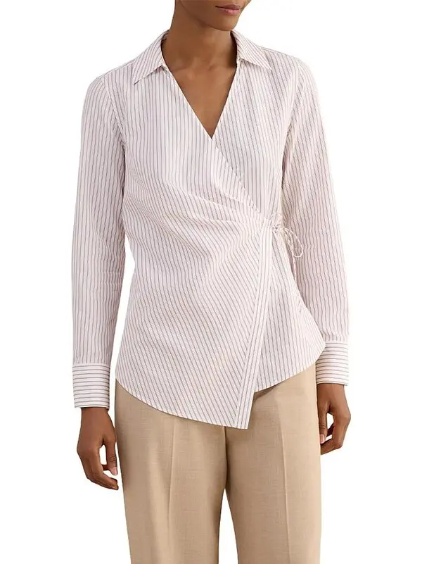HOBBS LONDON Kinsley Wrap Shirt - Pink White