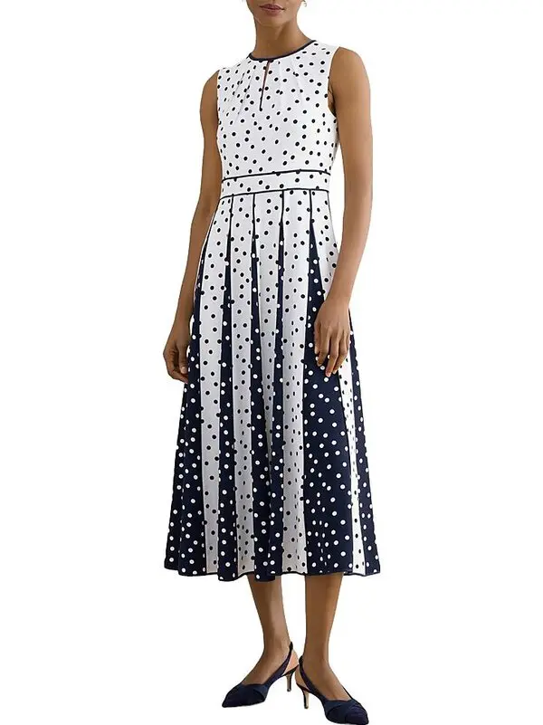 HOBBS LONDON Angelica Floral Keyhole Neck Midi Dress - Ivory Midnight