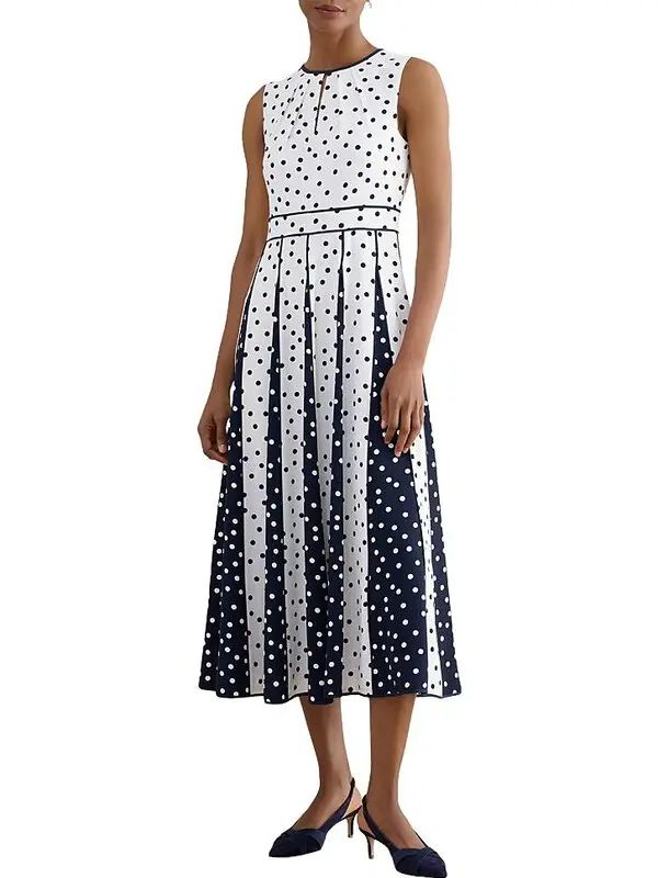 HOBBS LONDON Petites Angelica Floral Keyhole Neck Midi Dress - Ivory Midnight