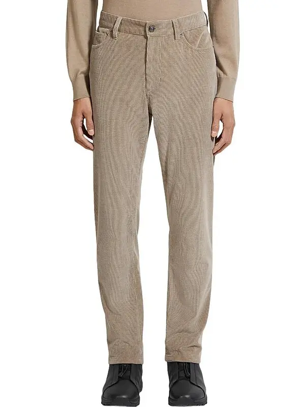 Zegna Cashco Slim Fit Corduroy Pants - Light Taupe