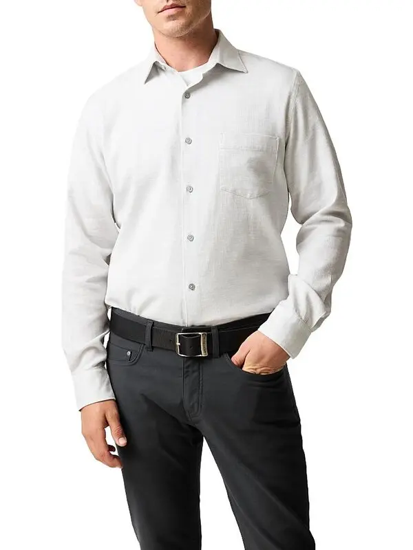 Rodd & Gunn Airtex Long Sleeve Sports Fit Shirt - Dusk