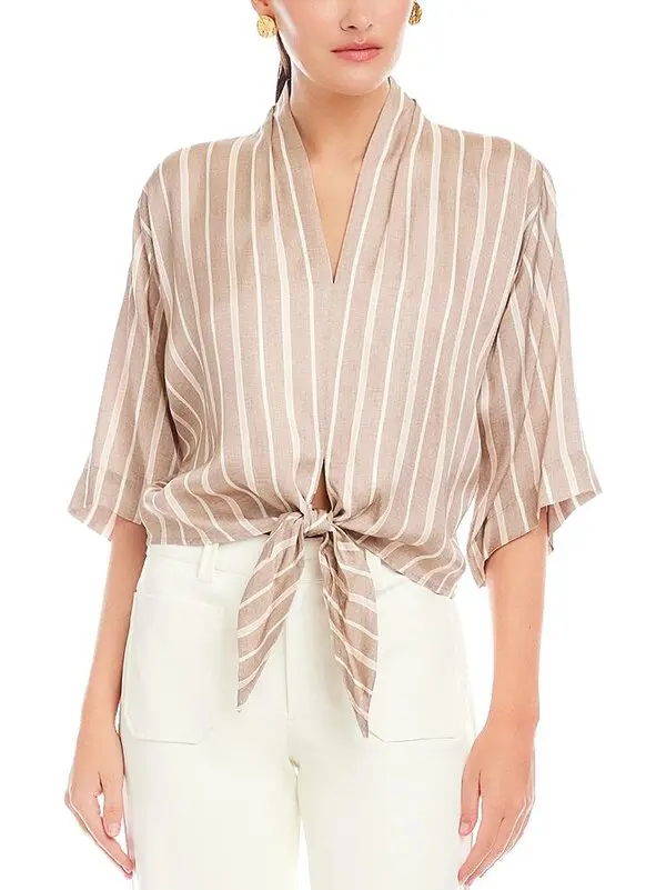 Fifteen Twenty Bernice Tie-front Blouse - Khaki