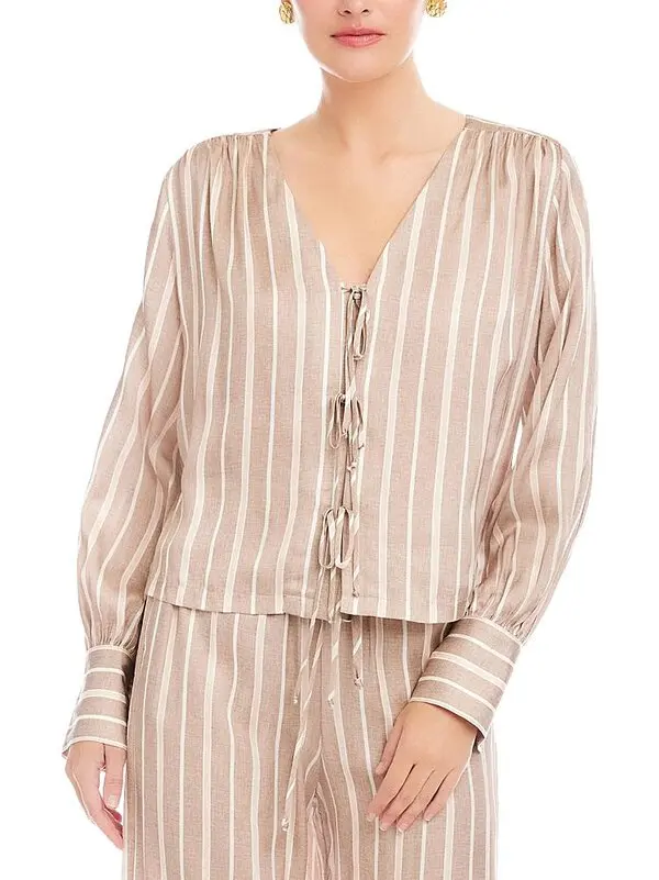 Fifteen Twenty Kayla Bow Detail Blouse - Khaki
