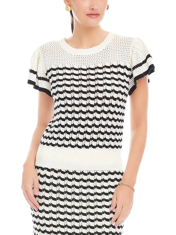 Fifteen Twenty Uma Crochet Sweater Top - Black