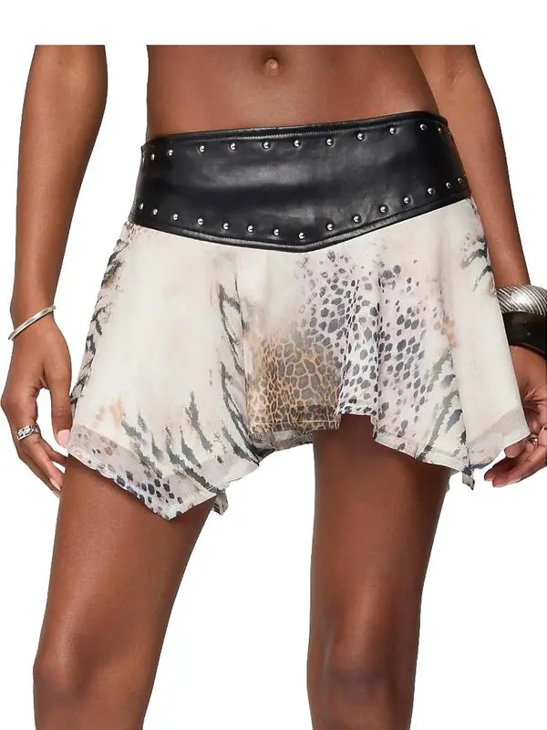 EDIKTED Letta Printed Chiffon Mini Skirt - Mix