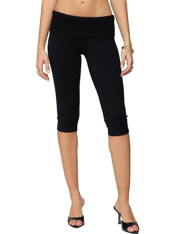 EDIKTED Knit Capri Pants - Black