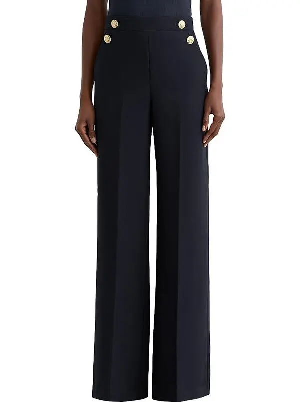 REISS Petites Carley Wide Leg Trousers - Navy