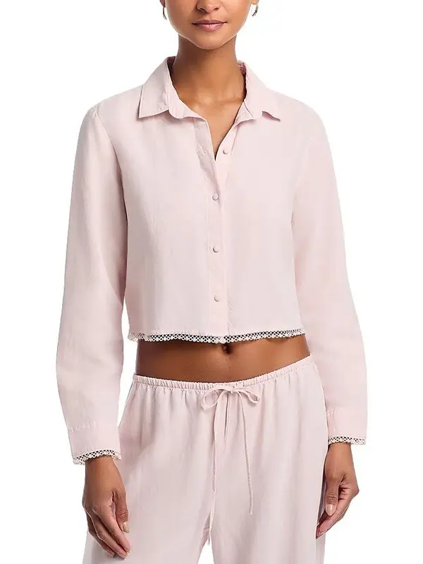 Bella Dahl Crop Long Sleeve Shirt - Ballet Pink