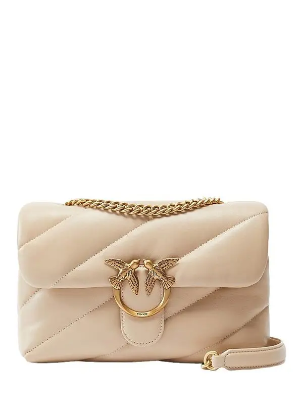 Pinko Love Puff Classic Leather Convertible Crossbody - Cq-beige