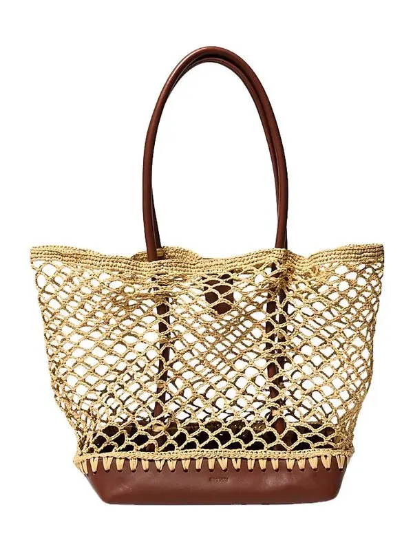 Simkhai Caspian Raffia Tote Bag - Cognac/natural