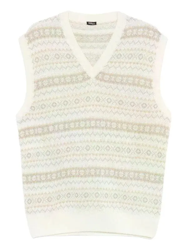 Kiton Patterned V-neck Vest - Neutrals