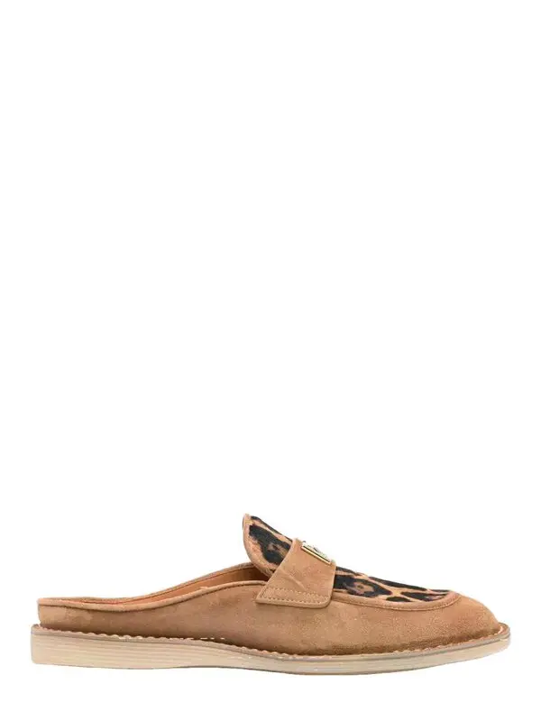 Dolce & Gabbana Logo Leopard-print Mules - Neutrals