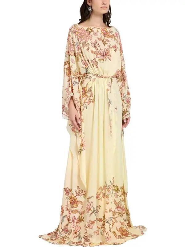 Hemant & Nandita Floral Belted Maxi Dress - Neutrals