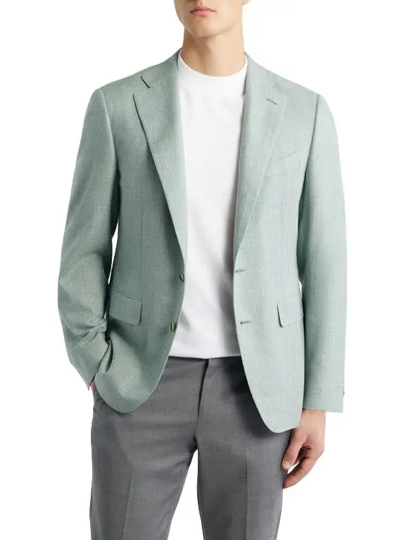 Canali Trim Fit Check Textured Silk & Wool Sport Coat - Light Green