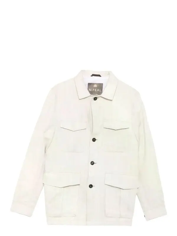N.peal Herringbone Jacket With Classic Collar And Button Fastening - Neutrals