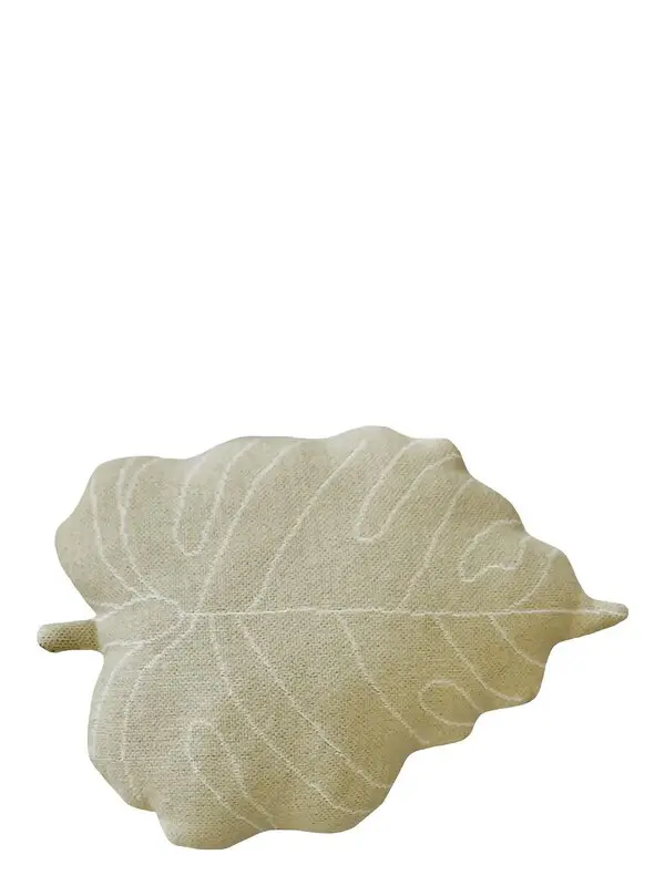 LORENA CANALS Knitted Leaf Cushion - Light Olive/ Natural