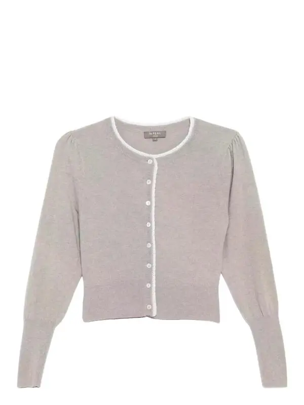 N.peal Lace Trim Crew Neck Cardigan - Neutrals