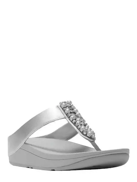Fitflop Fino Embellished Toe-post Sandals - Silver