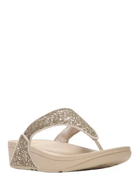Fitflop Lulu Multi Glitter Thong Sandals - Platino/silver