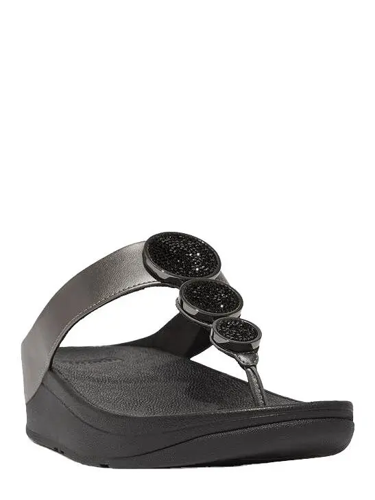 Fitflop Halo Bead Circle Metallic Sandals - Pewter Black