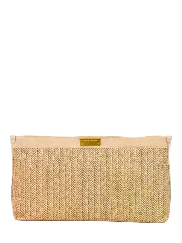 GIANNI CHIARINI Woven Clutch With Detachable Strap - Neutrals