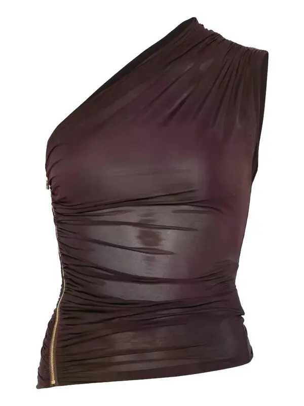 Elisabetta Franchi One-shoulder Zip Top - Brown