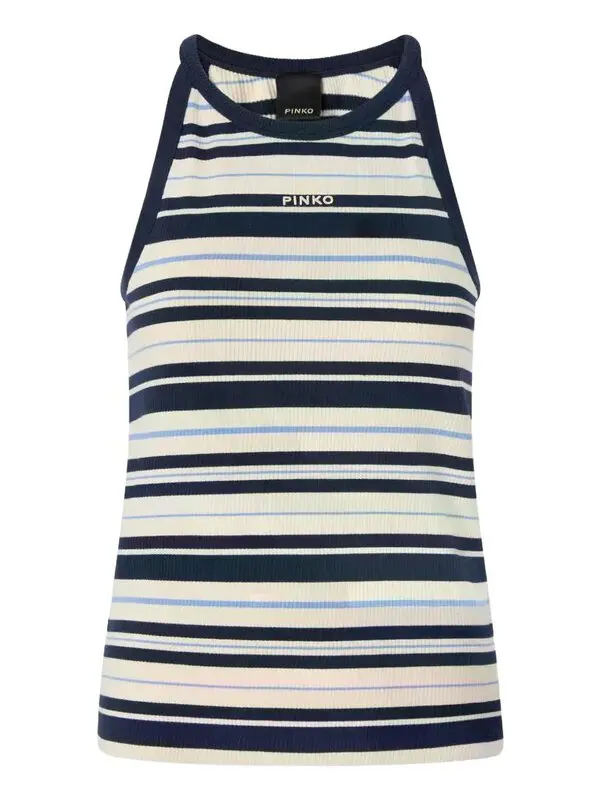 Pinko Striped Ribbed Tank Top - Neutrals