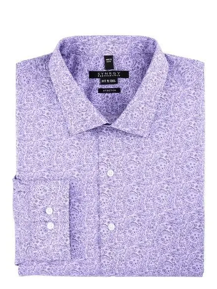 SYNRGY BY DXL Big & Tall Modern Paisley Performance Dress Shirt - Purple