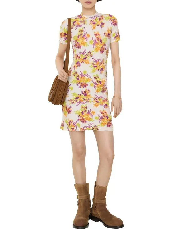 Burberry Floral Cotton Linen Blend Dress - Allium Purple