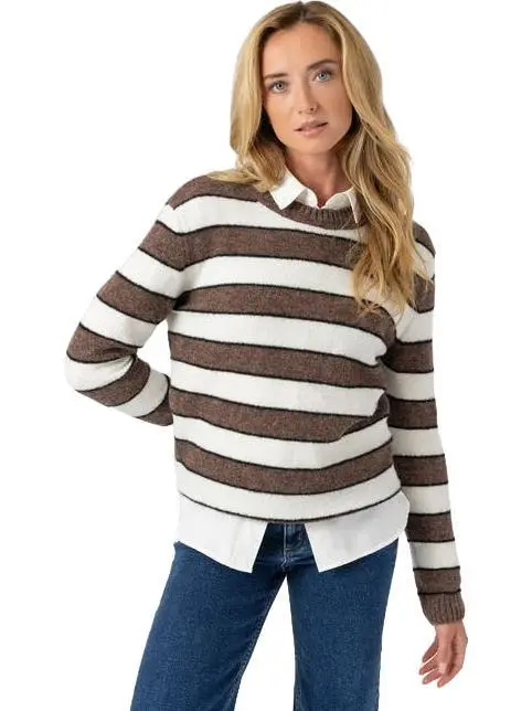 SAINT + SOFIA Azura Knit Sweater - Brown Stripe