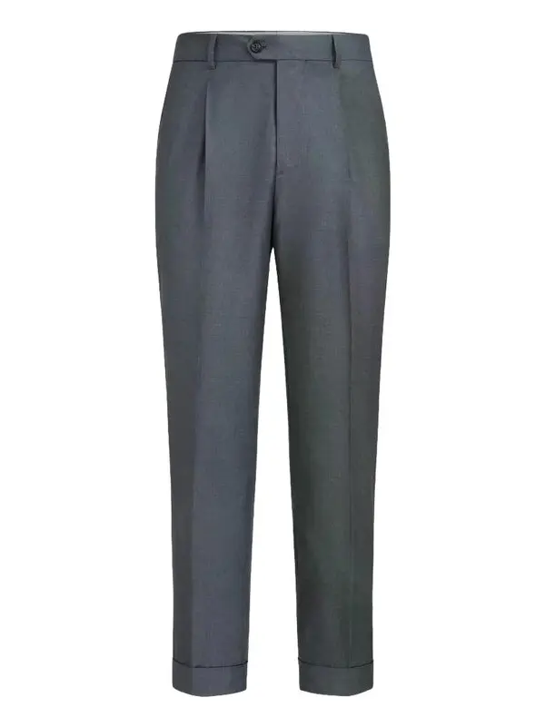 Brunello Cucinelli Super 150s Virgin Wool Batavia Pleated Trousers - Grey
