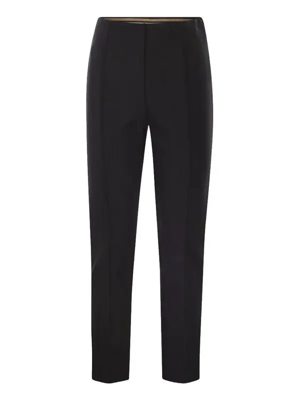 Max Mara Slim Fit Crease Trousers - Black