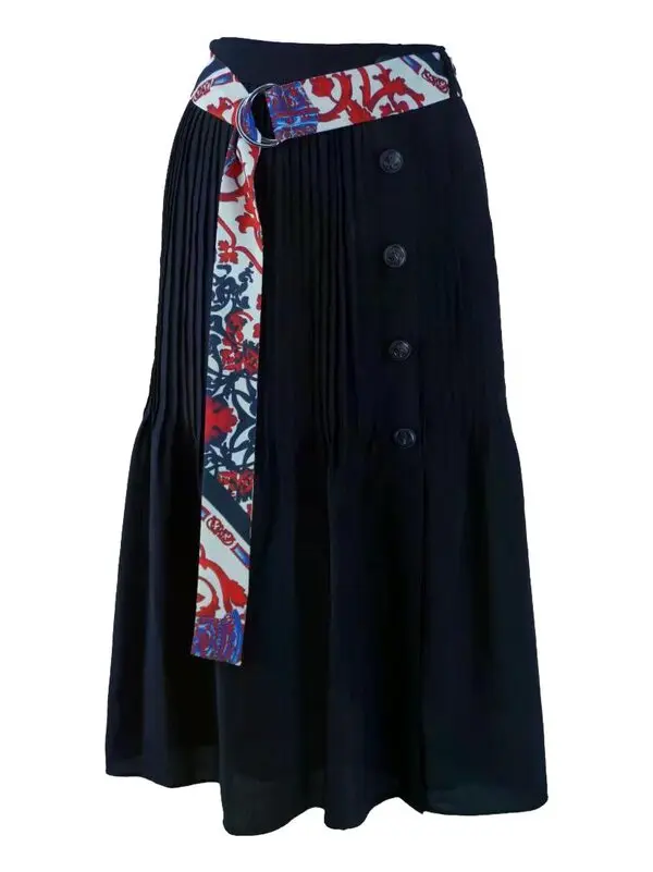 Claudie Pierlot Belted Pleated Midi Skirt - Black