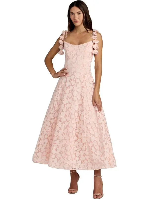 Mac Duggal Floral A-line Midi Dress - Blossom Pink