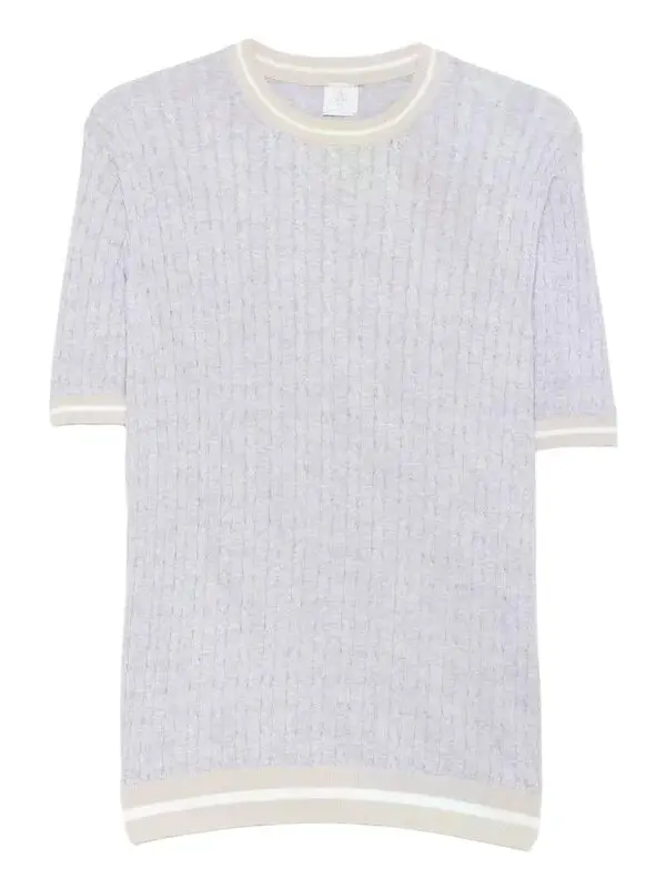 Eleventy Round Neck Ribbed T-shirt - Grey