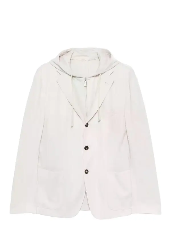 Eleventy Hooded Single-breasted Jacket - Neutrals
