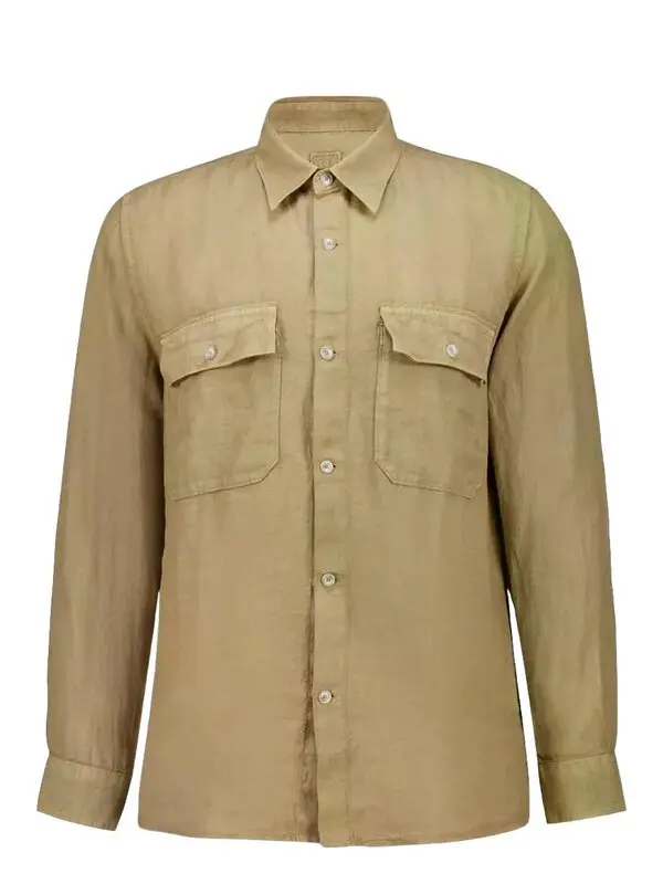 120% Lino Buttoned Flap-pockets Linen Shirt - Neutrals