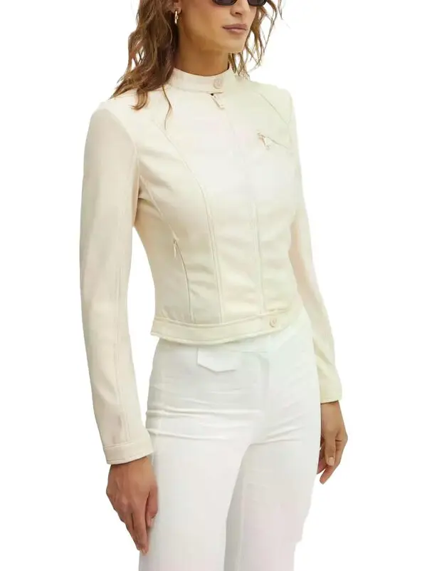 Guess Zip-up Jacket With Chest Pocket - Neutrals